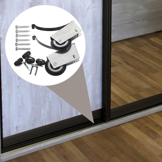 UPKOCH 1Set Sliding Door Wardrobe Wheels Silver for Aluminum Doors and ...