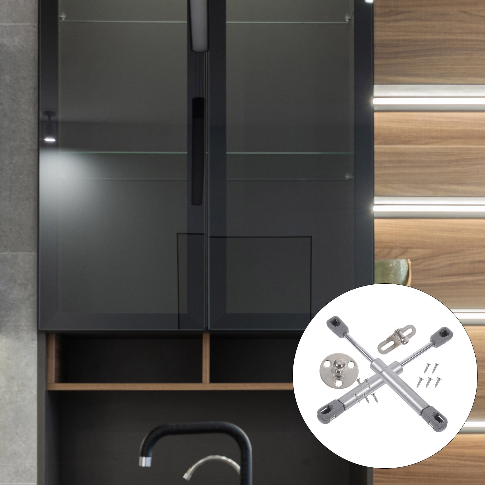 UPKOCH 2 Connectors And 2 Rods For Cabinet Hinge Safety Lift .07X0.71X0 ...