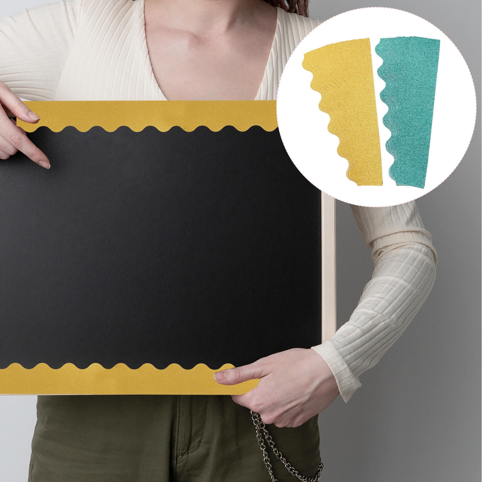 UPKOCH 2 Sets Adhesive Glitter Borders Classroom Decor Blackboard Trim ...