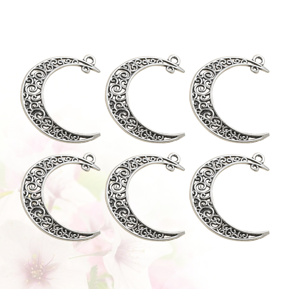 UPKOCH 20Pcs Moon Beads for Jewelry Making Alloy Moon Pendant Antique ...