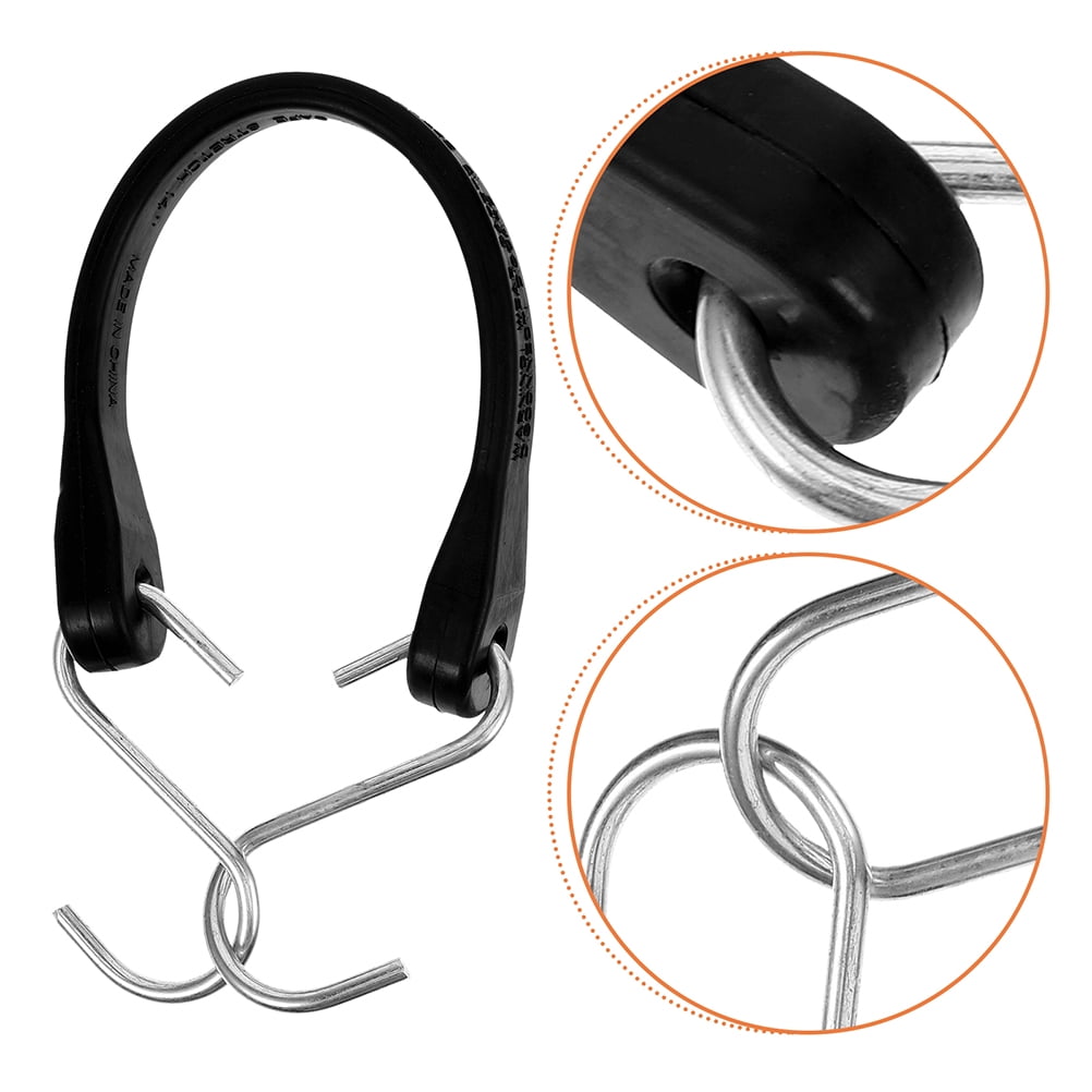 UPKOCH 2Pcs Black Rubber Straps Bungee Cords With Hooks For Transport ...