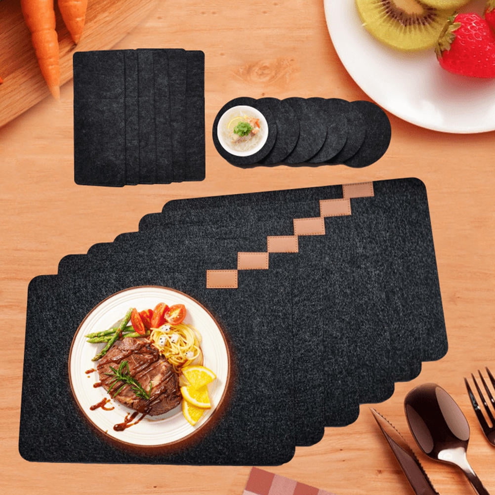 UPKOCH 4 Sets of Felt Coasters for Dining Tables Black for Spill ...