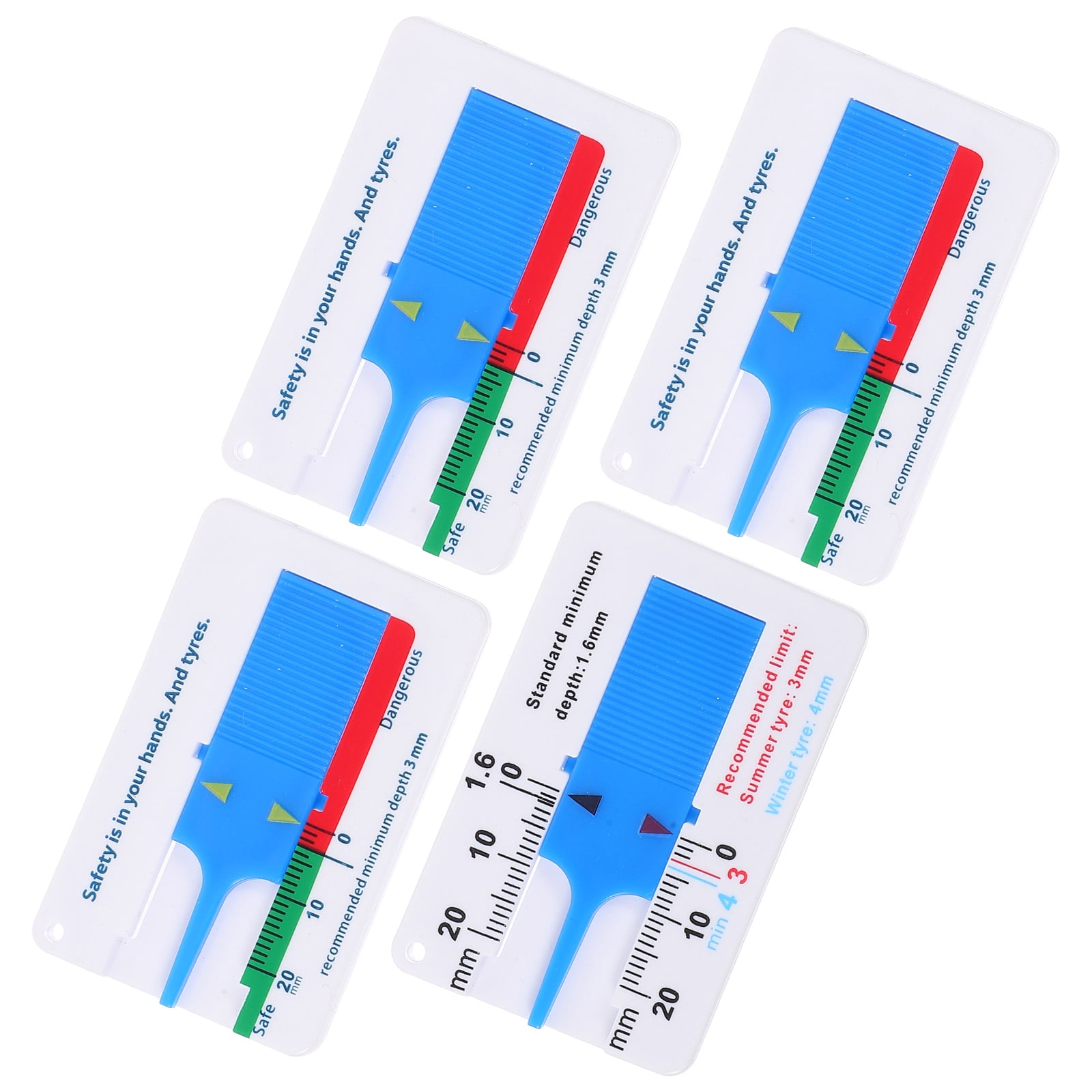 UPKOCH 4Set Tread Depth Gauge Assorted Color Tool for Accurate Wear ...