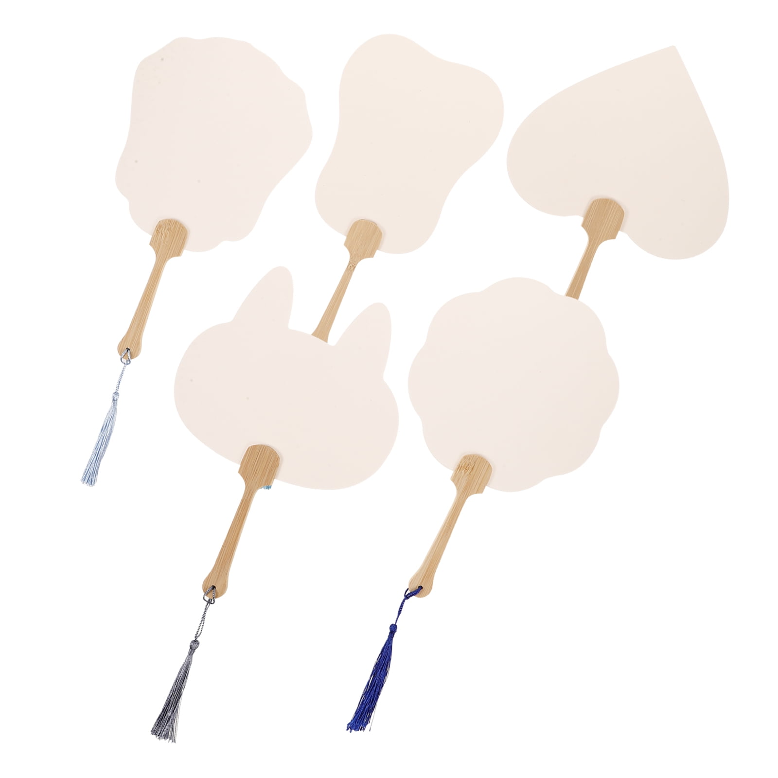 UPKOCH 5pcs Blank Fan Assorted Color for Artists Lovers Family Members ...