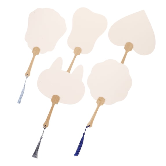 UPKOCH 5pcs Blank Fan Assorted Color for Artists Lovers Family Members ...