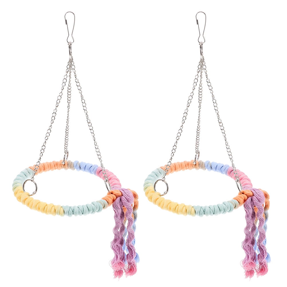 UPKOCH Bird Rope Perch Swing 2Pcs Multi Colored Cotton for Parakeets ...