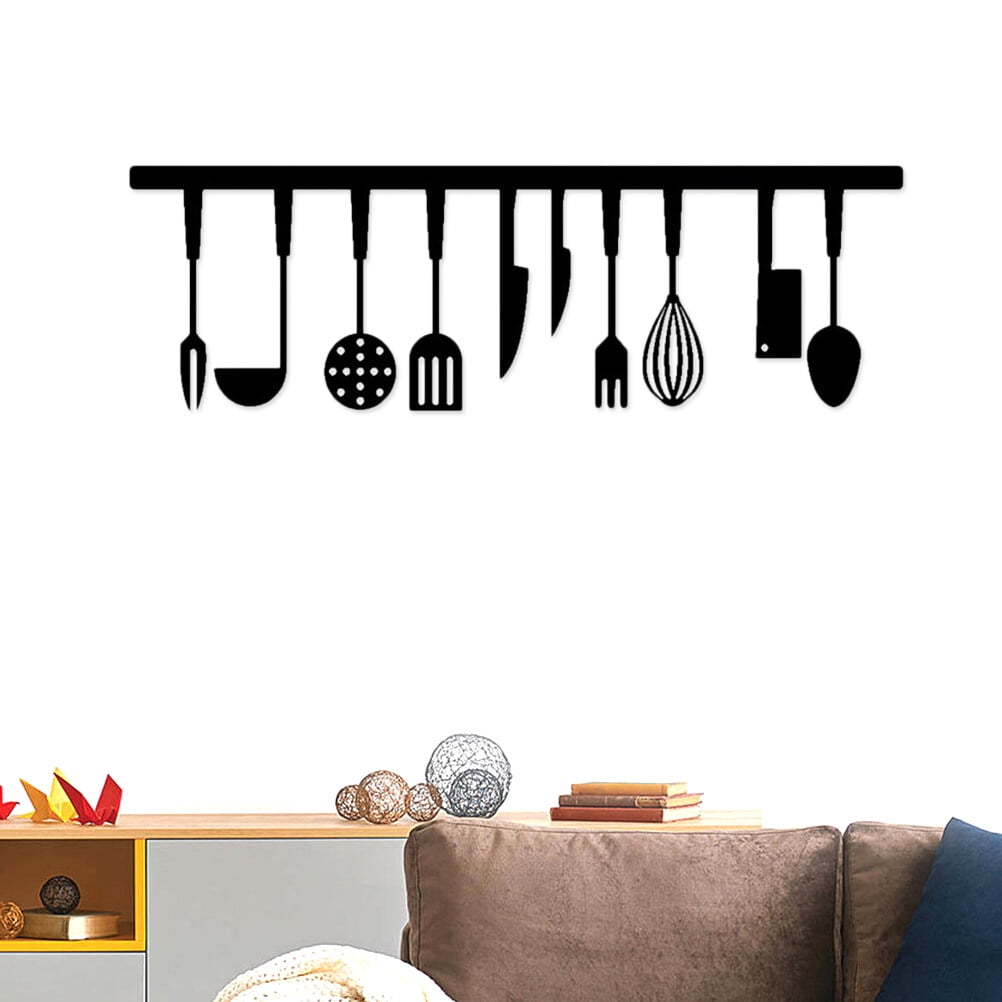 UPKOCH Black Cutlery Wall Sticker for Kitchen Wall Decoration Removable ...