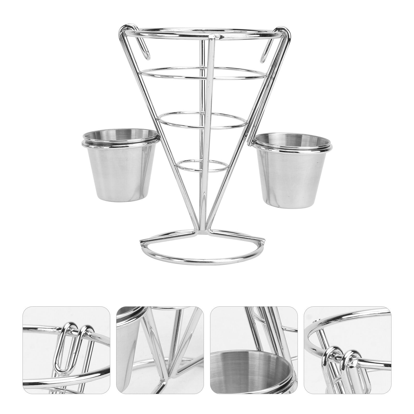 UPKOCH Creative French Fries Bowl Display Stand Silver Stainless Steel ...