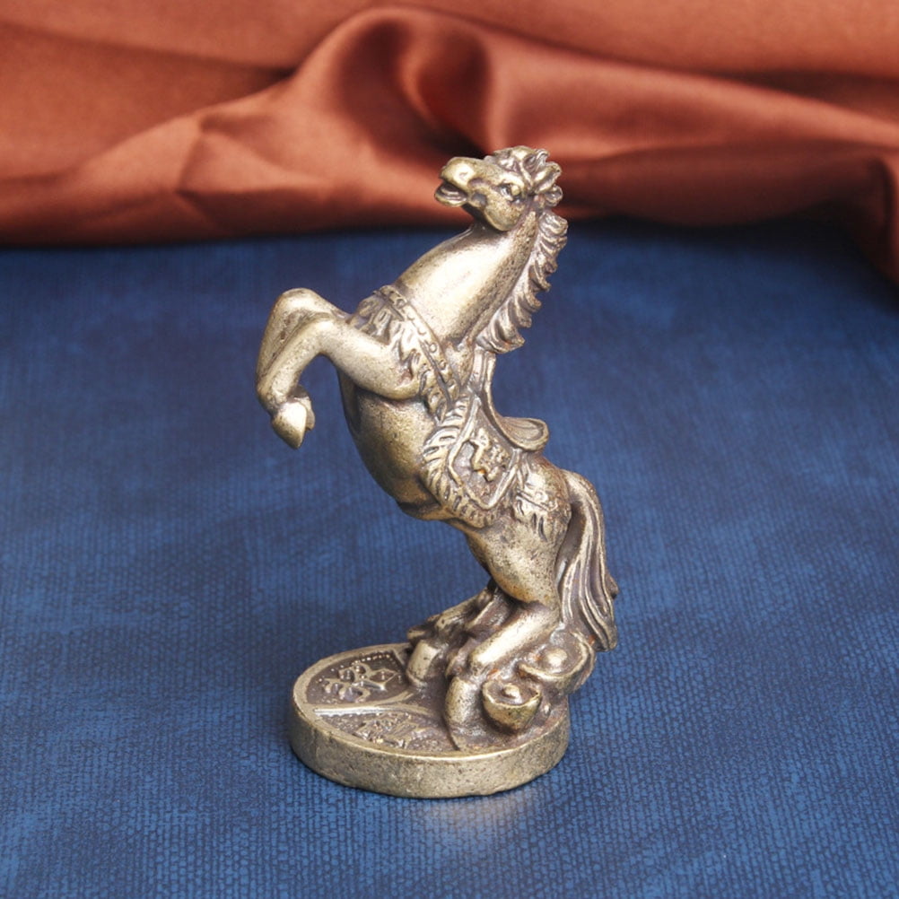 UPKOCH Decorative Running Horse Statues Brass Craft Horse Decor Golden ...