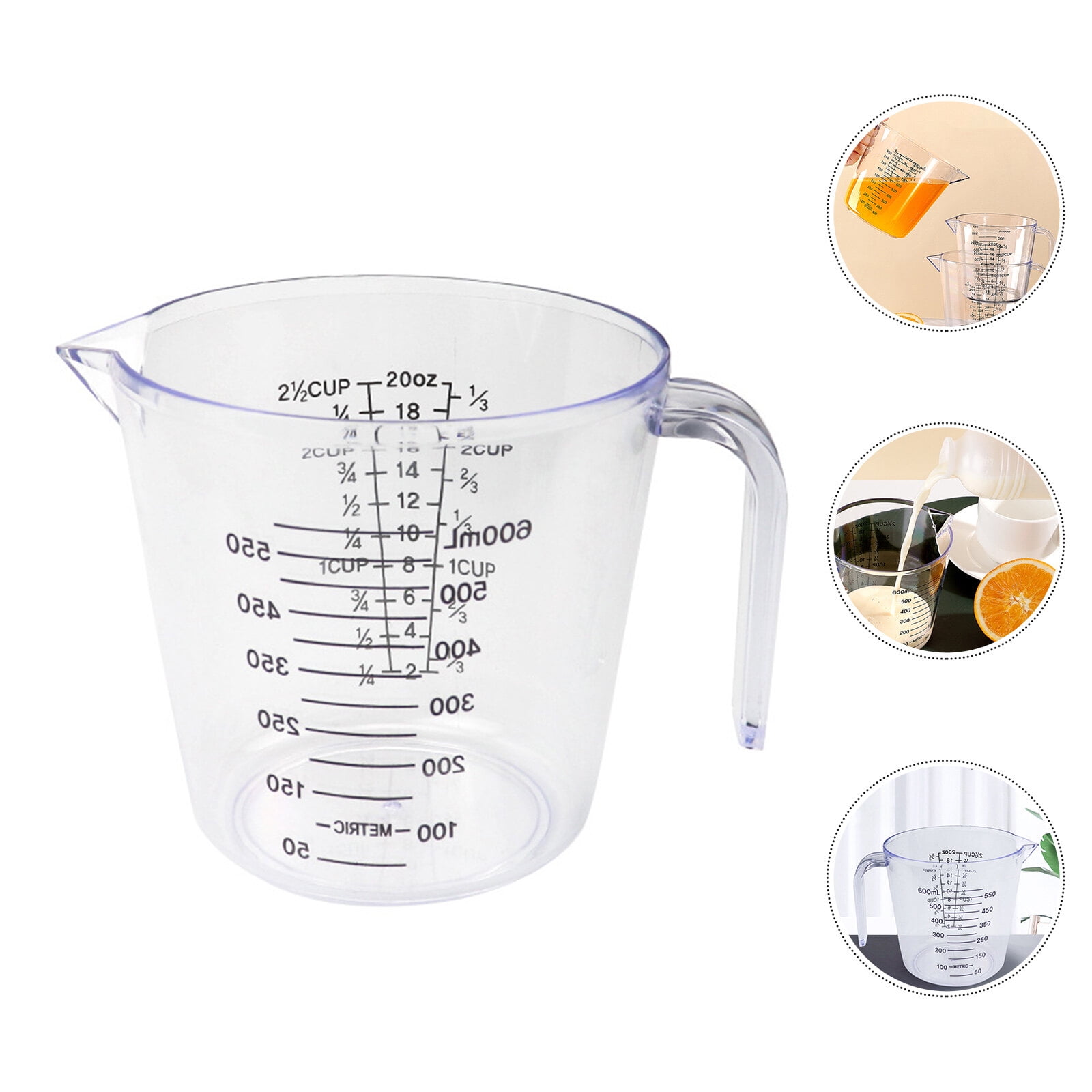 UPKOCH White Plastic Measuring Cups for Kitchen Liquid Storage with ...