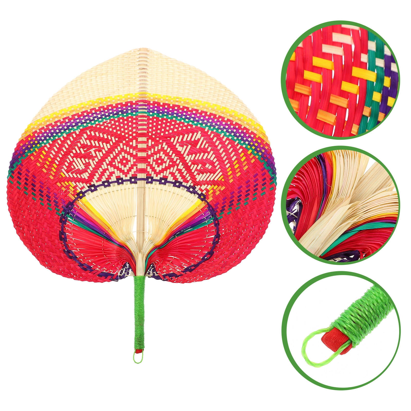 UPKOCH Fan Handmade Handheld Woven Fan Red 1Pack Stage Performance ...