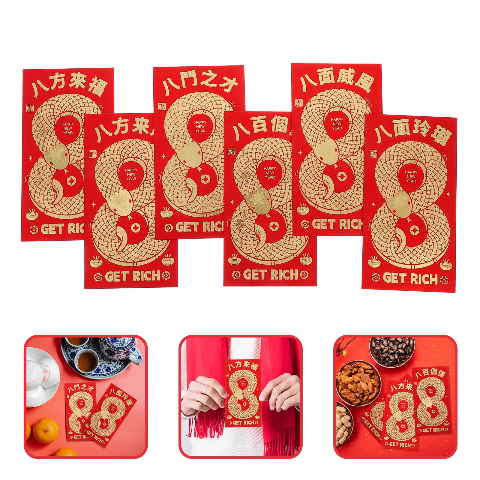 UPKOCH Glittery Red Money Envelopes for Wedding and Lunar New Year ...