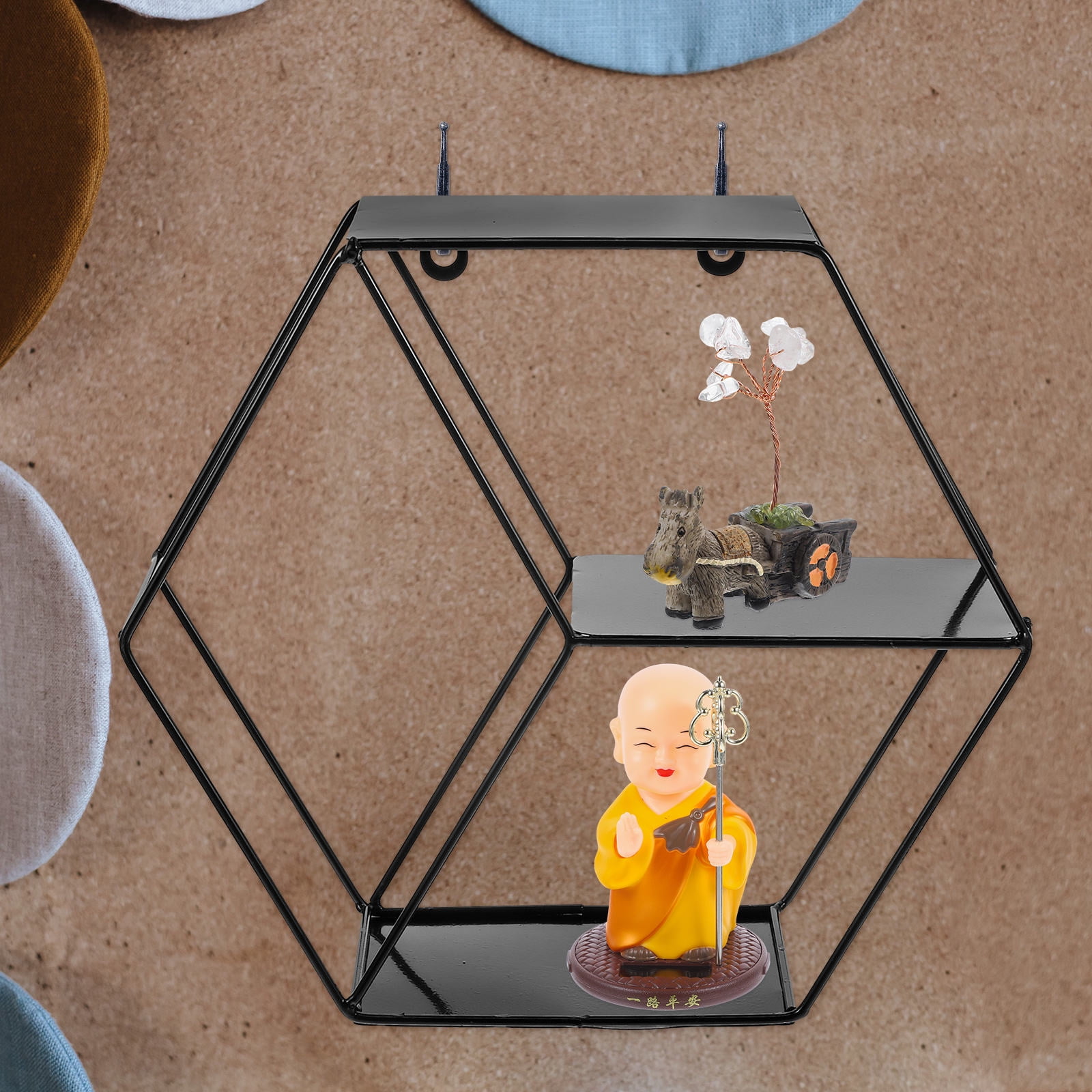 UPKOCH Hexagonal Wall Shelf Black Wall Decoration Wooden Storage for ...