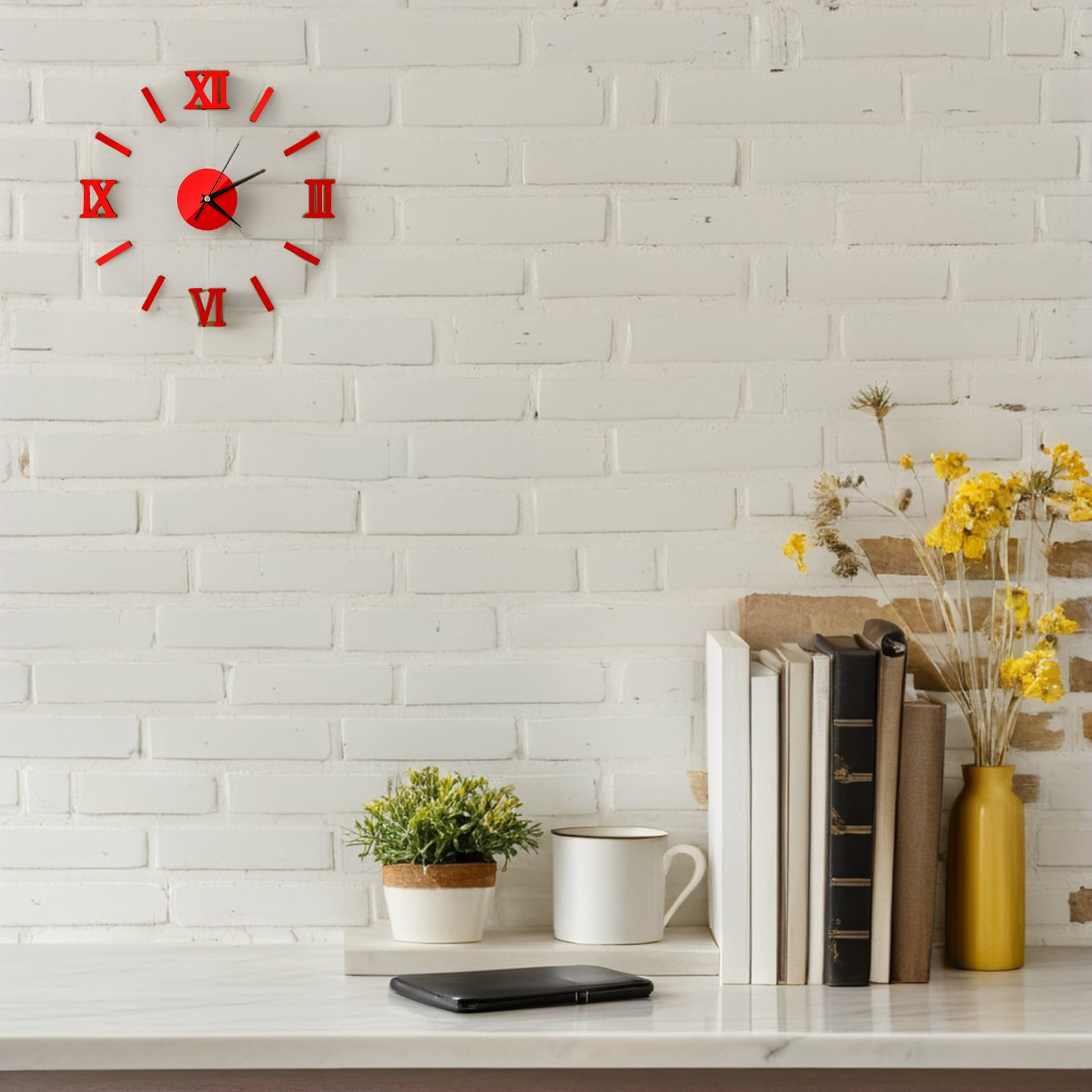 UPKOCH Large Frameless DIY Wall Clock Mirror Surface Effect for Smooth ...
