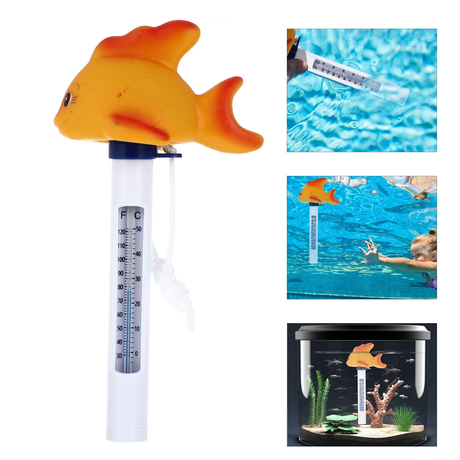 UPKOCH Pond Thermometer Floating Water Thermometer Orange Plastic ...