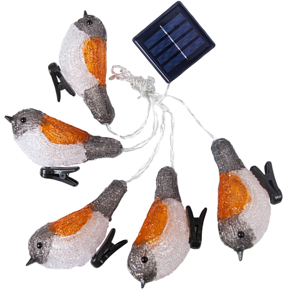UPKOCH Powered Out Door Decor Solar Robin Light Bird Lights String ...