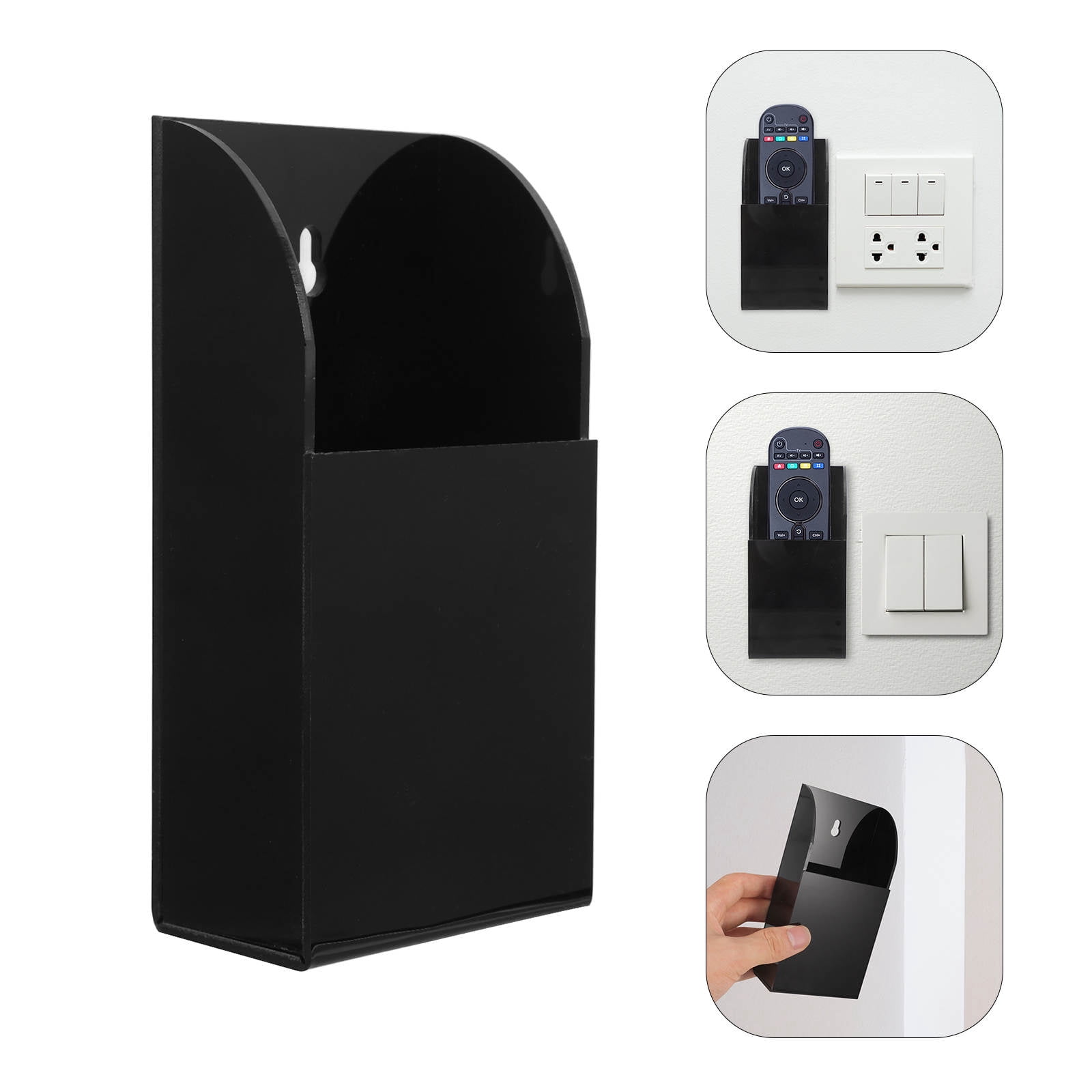 UPKOCH Remote Holder Wall Mounting Black Rectangular Storage Solution ...
