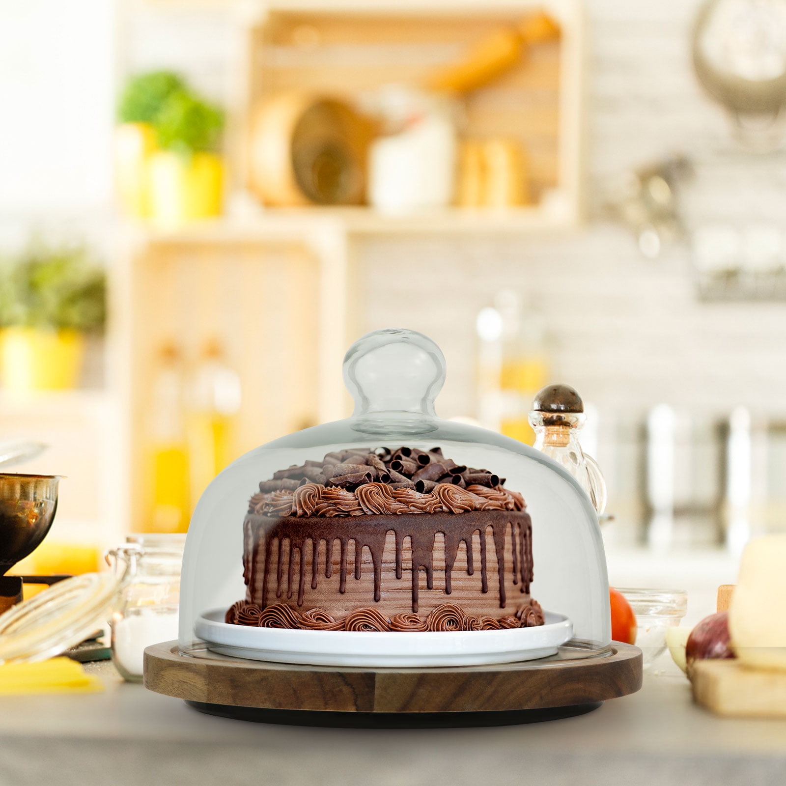 UPKOCH Round Glass Cake Cover Food Fresh-Keeping 1Pack 8.1X8.1X6.3In ...