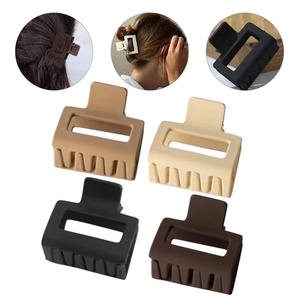 UPKOCH Square Claw Clips 4Pcs for Women in Dark Coffee Color Minimalist ...