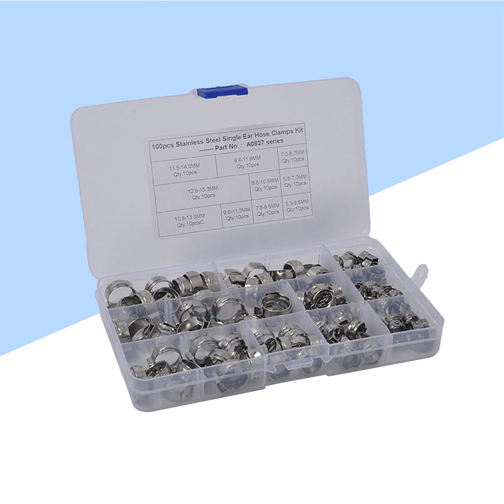UPKOCH Squeeze Hose Clamps 100Pcs Stainless Steel 304 Fit Multiple Hose ...