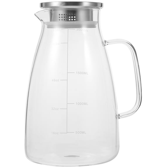 UPKOCH Sturdy Glass Water Pitcher 2000ml Cold Water Dispenser Hot Cold ...