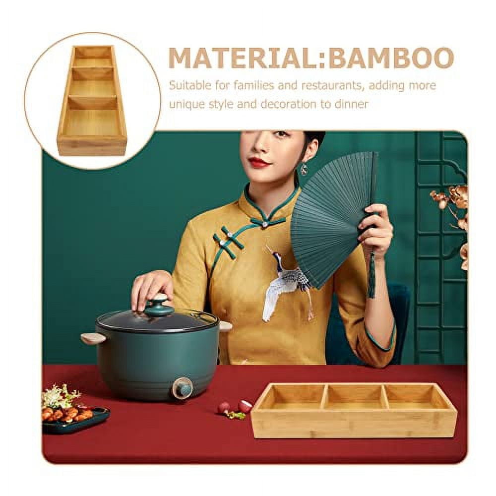 UPKOCH Wooden Serving Tray with 3 Compartments Divided Food Platter ...