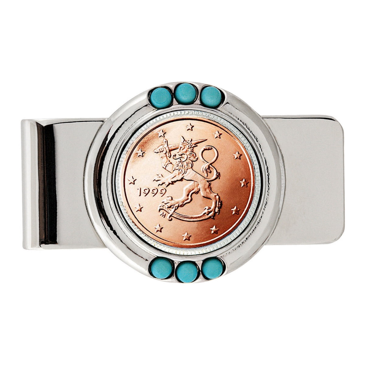 UPM Global 15373 Finland 2 Euro Coin Turquoise Money Clip - Walmart.com