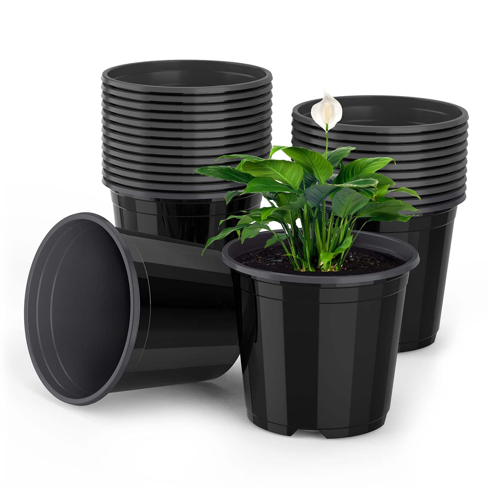 UPMCT 25 Packs 4 5 6 Inch Nursery Pots Round Flower Pots Decorative ...
