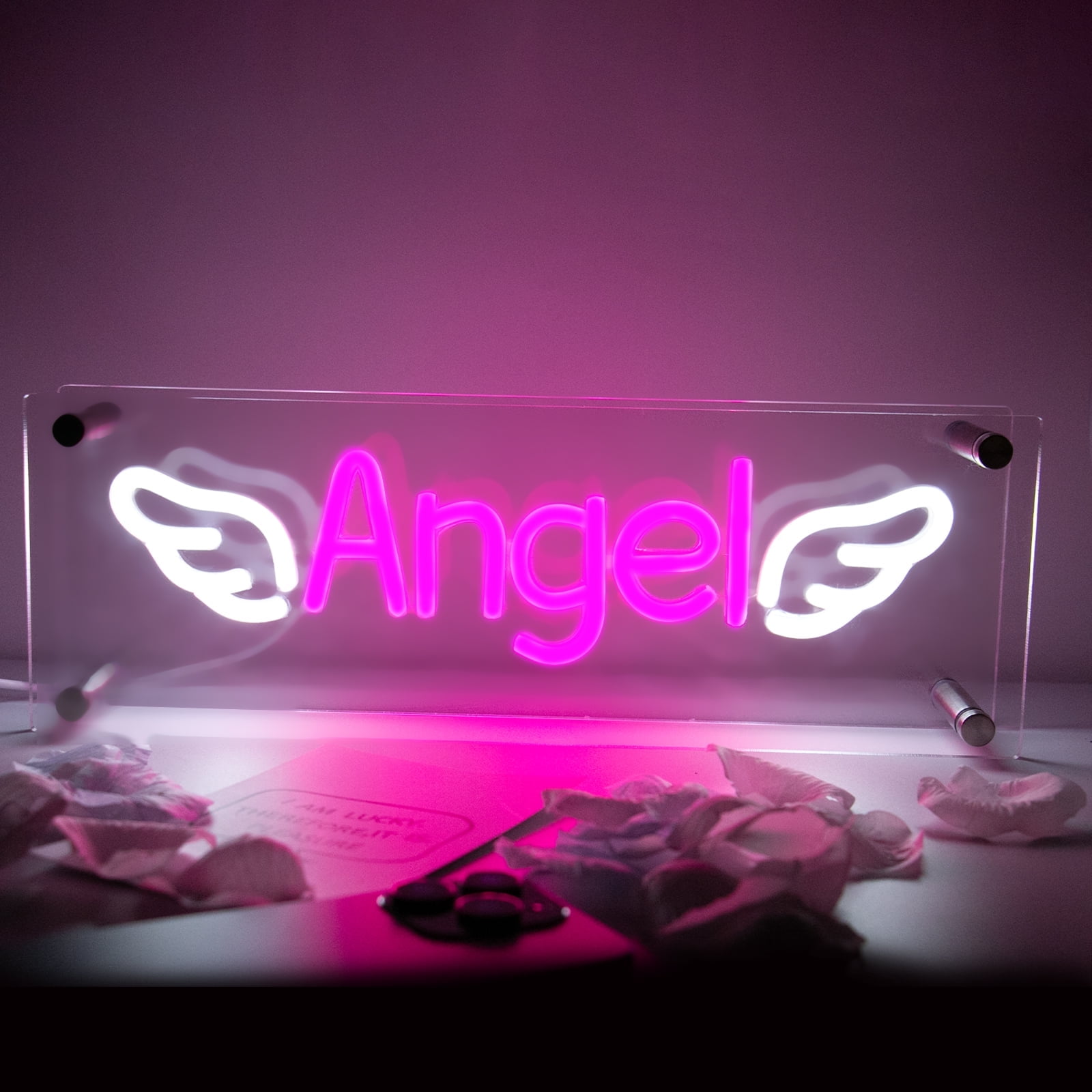 UPONRAY Angel Neon Sign Light up Angel Wings Neon Lightbox for Desk ...