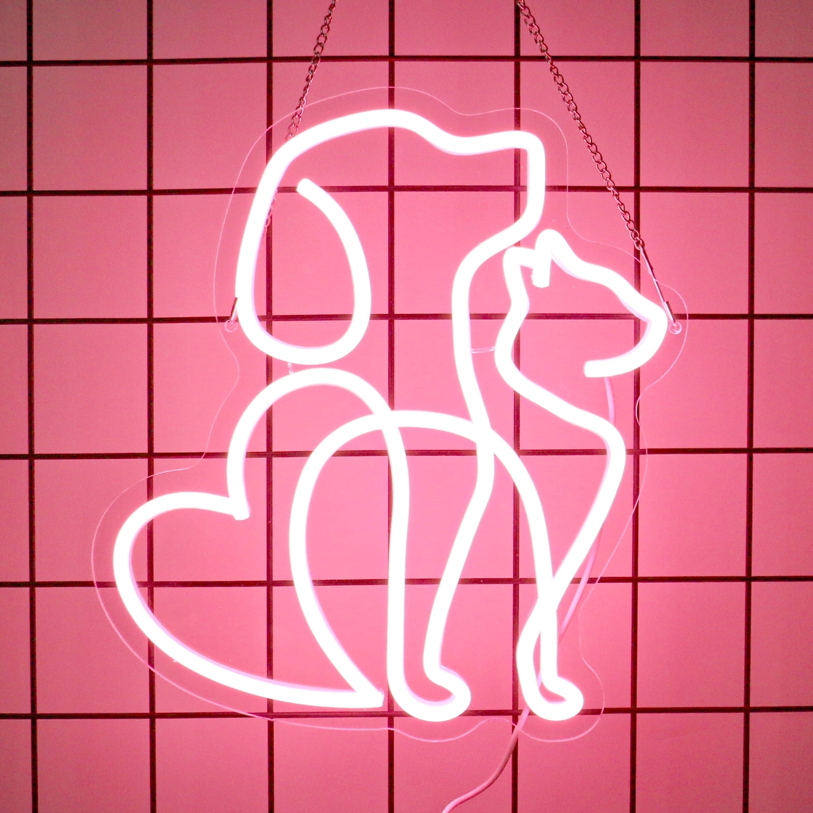 UPONRAY Cat Dog Neon Sign, Led Pink Cat & Dog Neon Light, Dimmable ...