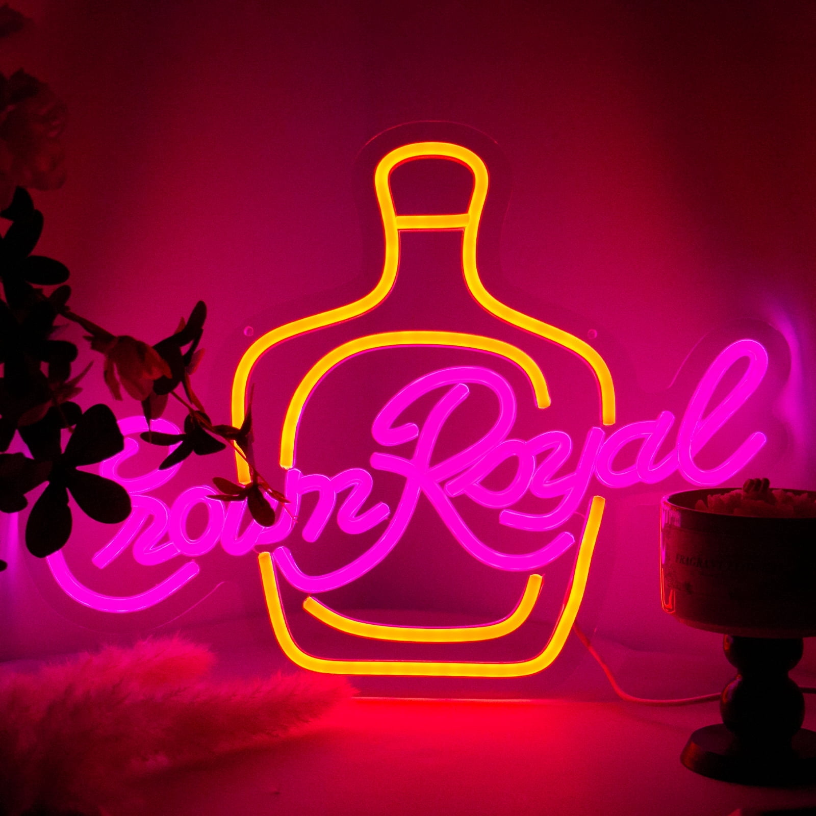 UPONRAY Crown Neon Sign for Wall Decor,Dimmable LED Whiskey Neon Lights ...