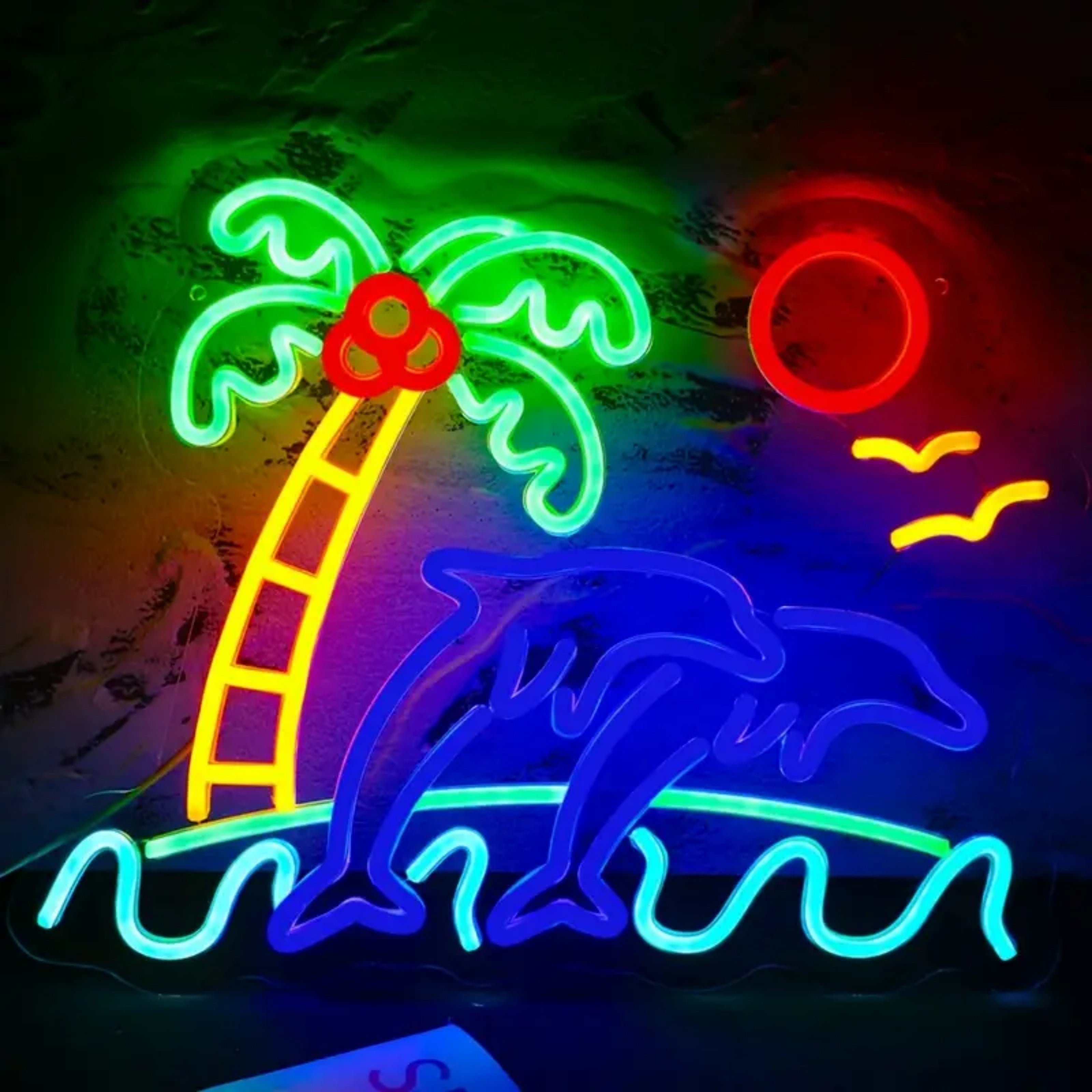 UPONRAY Dolphin Neon Signs, 15.7"*12.5" Dimmable & USB-Powered LED Neon ...