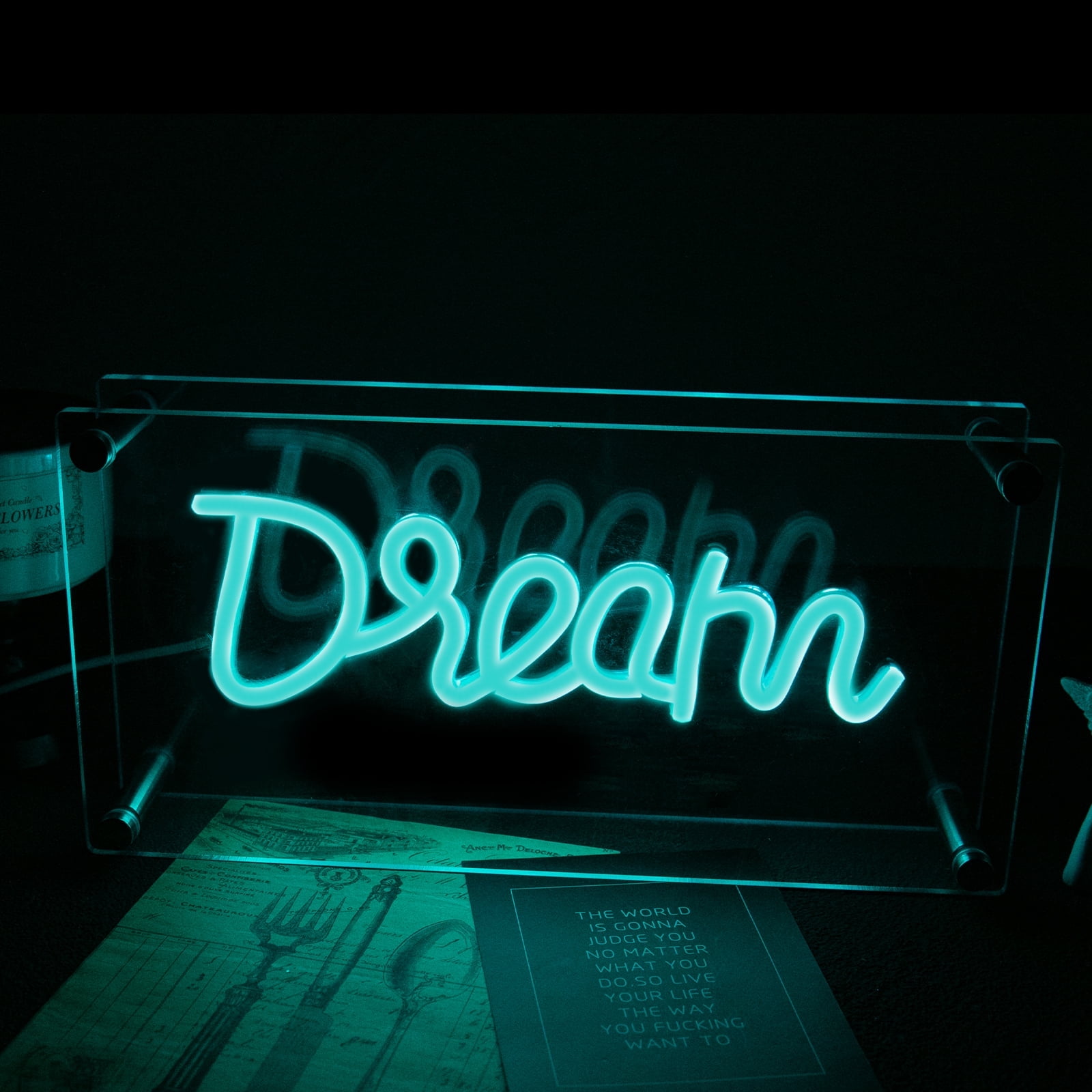 UPONRAY Dream Neon Sign Dimmable Letter Neon Signs USB Powered LED Blue ...