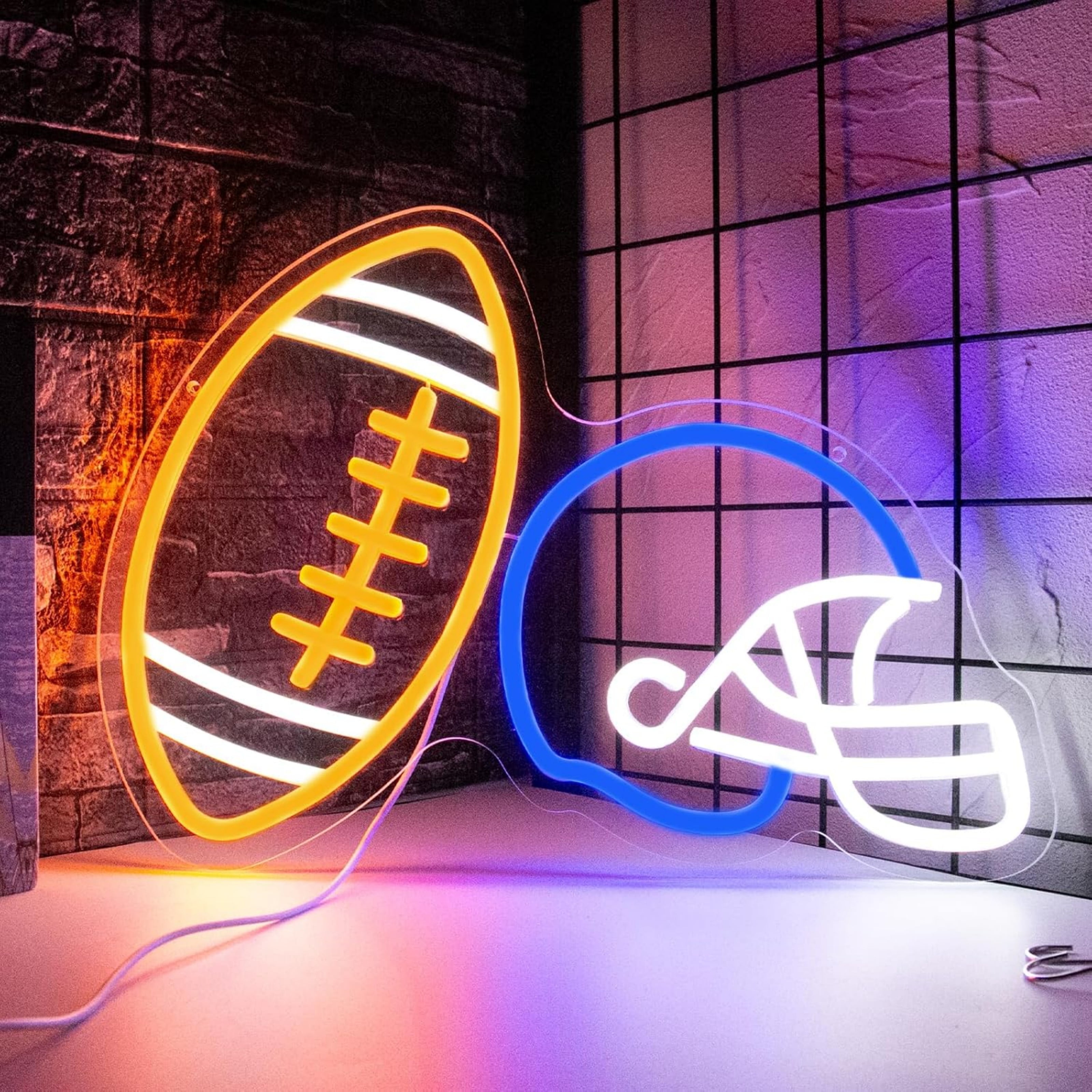 UPONRAY Football Helmet Neon Signs, 15.7"*11.6" Dimmable & USB-Powered ...