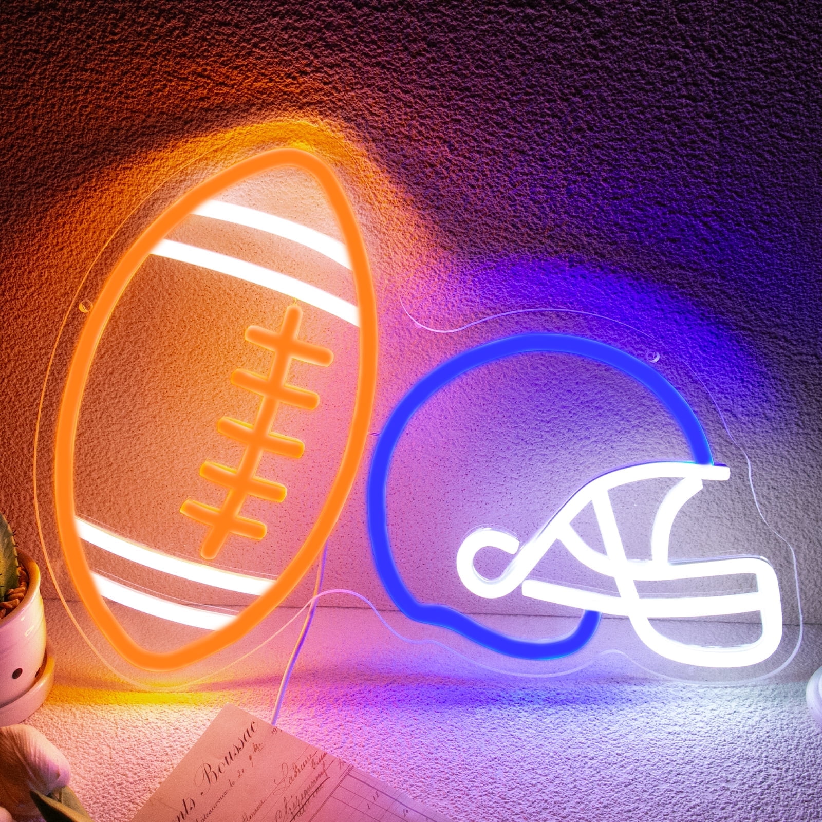 UPONRAY Football Helmet Neon Signs for Boys Bedroom Decor,USB Powered ...