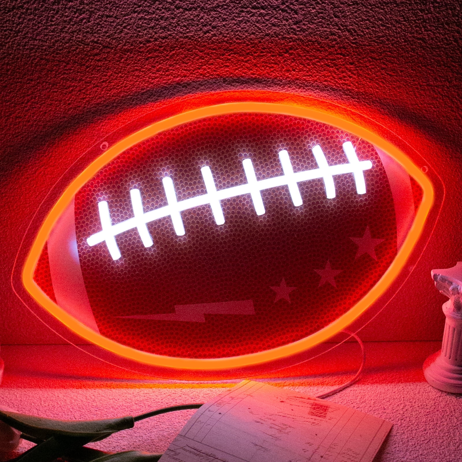 UPONRAY Football Neon Signs for Wall Decor,Dimmable UV Print Football ...