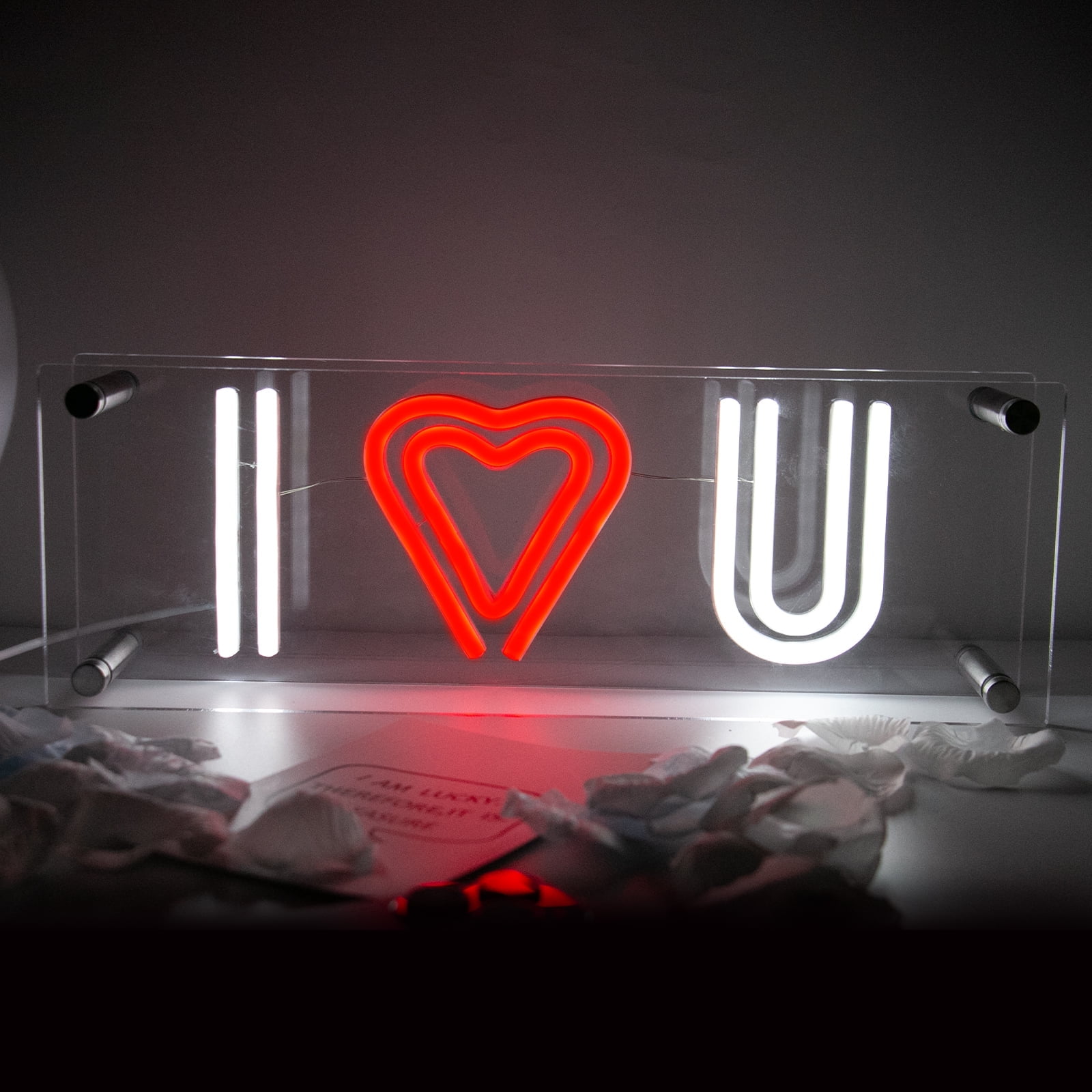 UPONRAY I Love You Neon Sign USB Powered Heart Neon Lightbox Sign ...