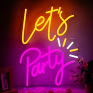 Urban Shop Lets Party LED Neon Color Changing Sign, 20.5" L x 8.9" H ...