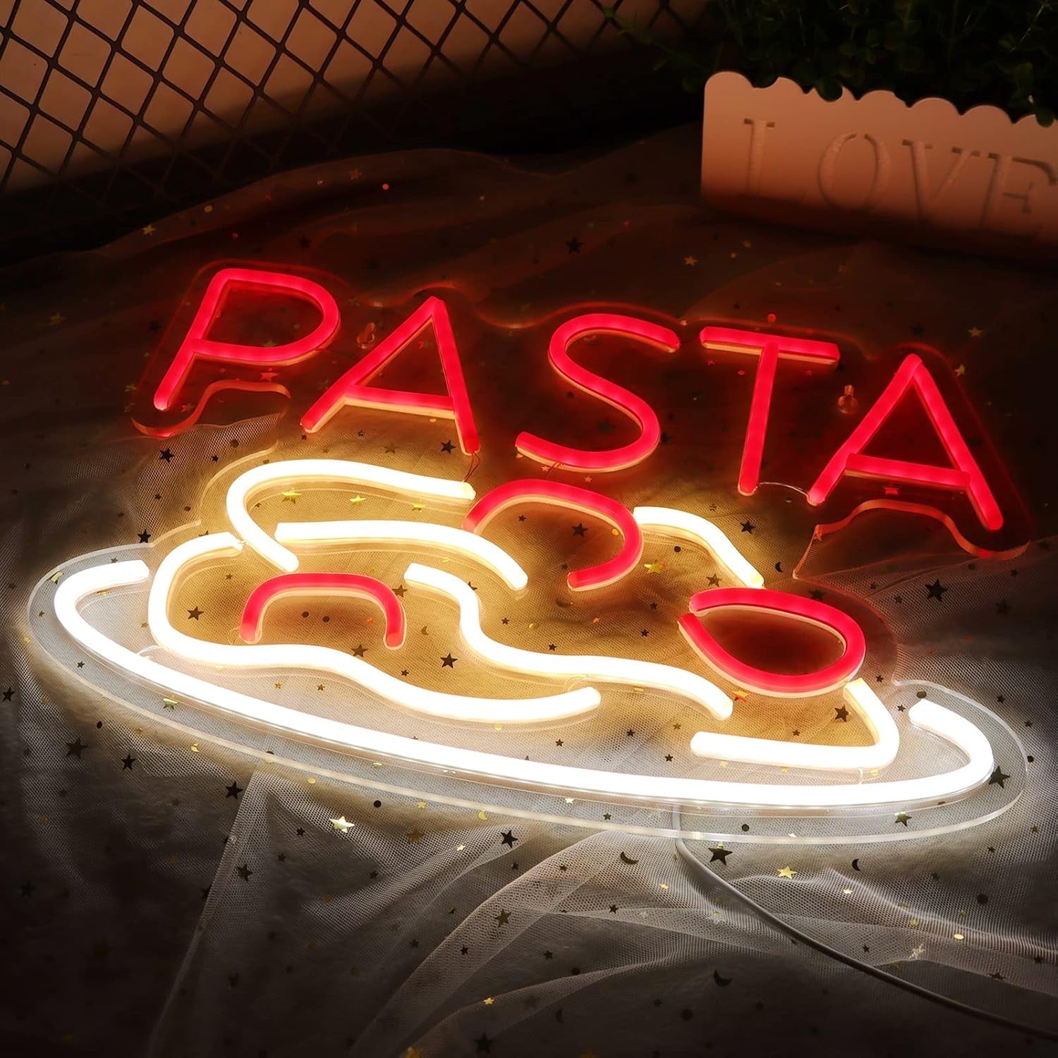 UPONRAY Pasta Neon Signs for Wall Decor 5V USB Powered Food Neon Lights ...