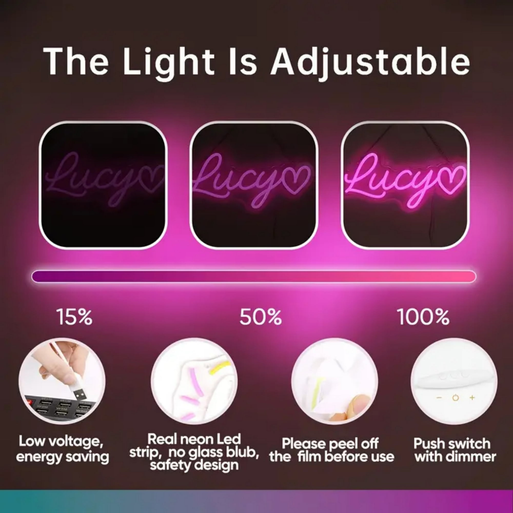 UPONRAY Single-line Custom Neon Signs with Star, Customizable USB ...