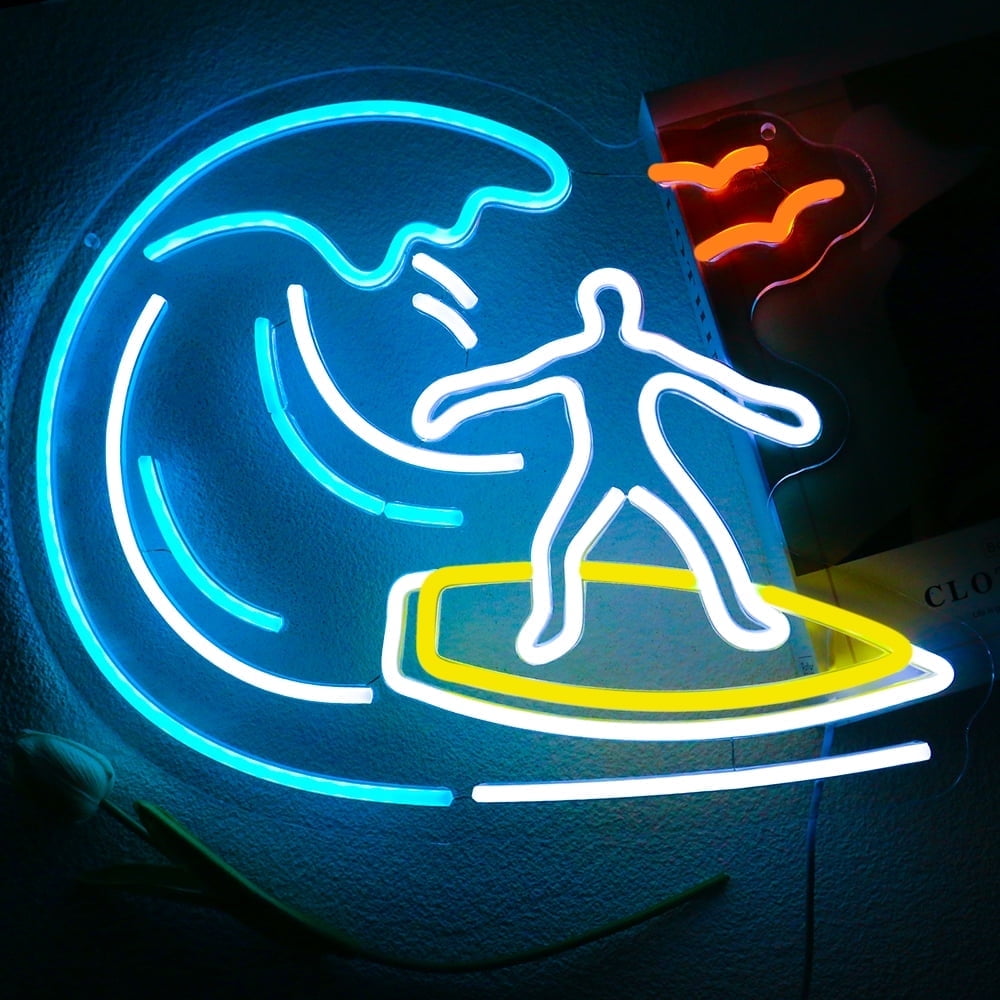 UPONRAY Surf Neon Signs for Wall Decor, Wave Neon Sign Surfboard Neon ...
