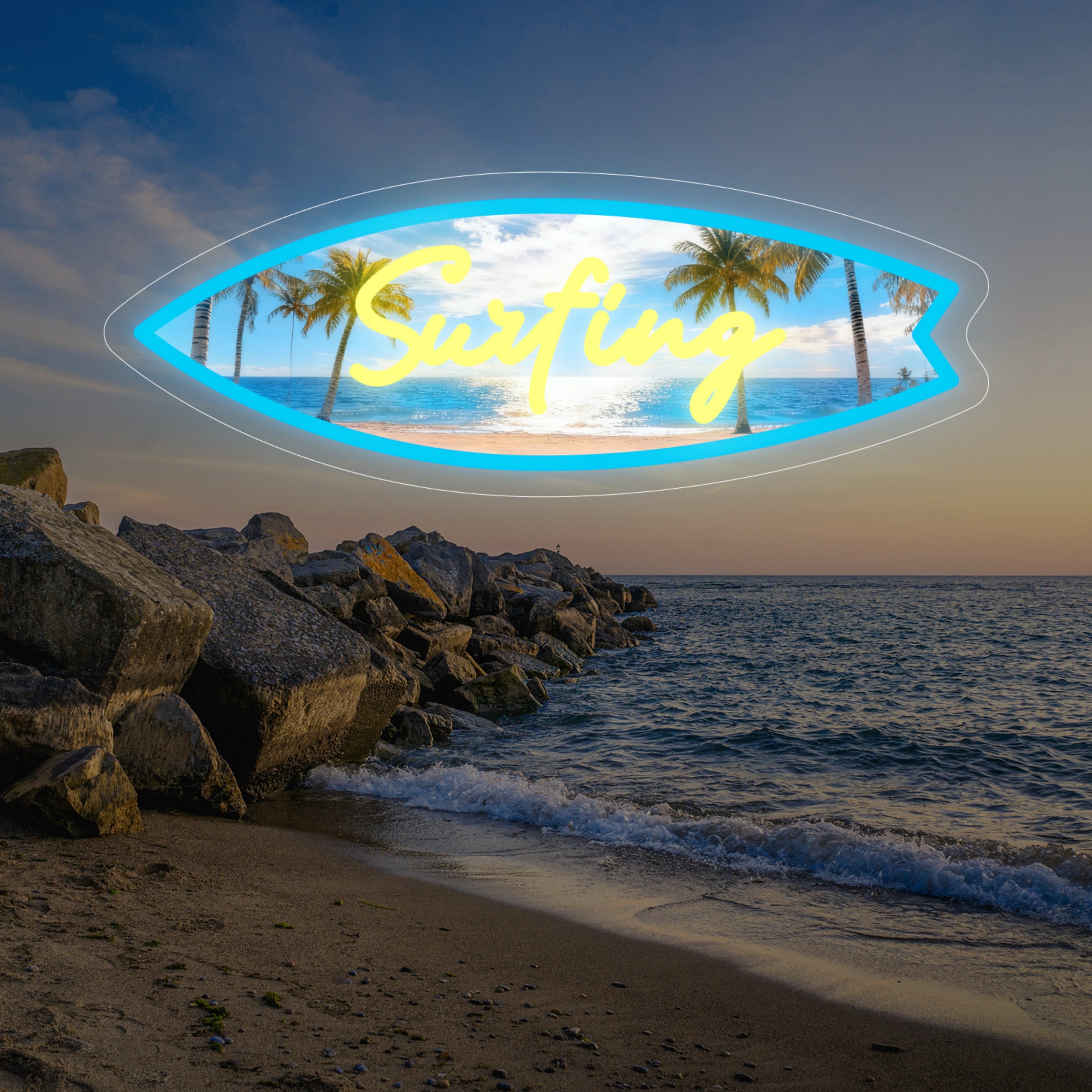 UPONRAY Surfboard Custom Neon Signs, Customizable USB-Powered ...