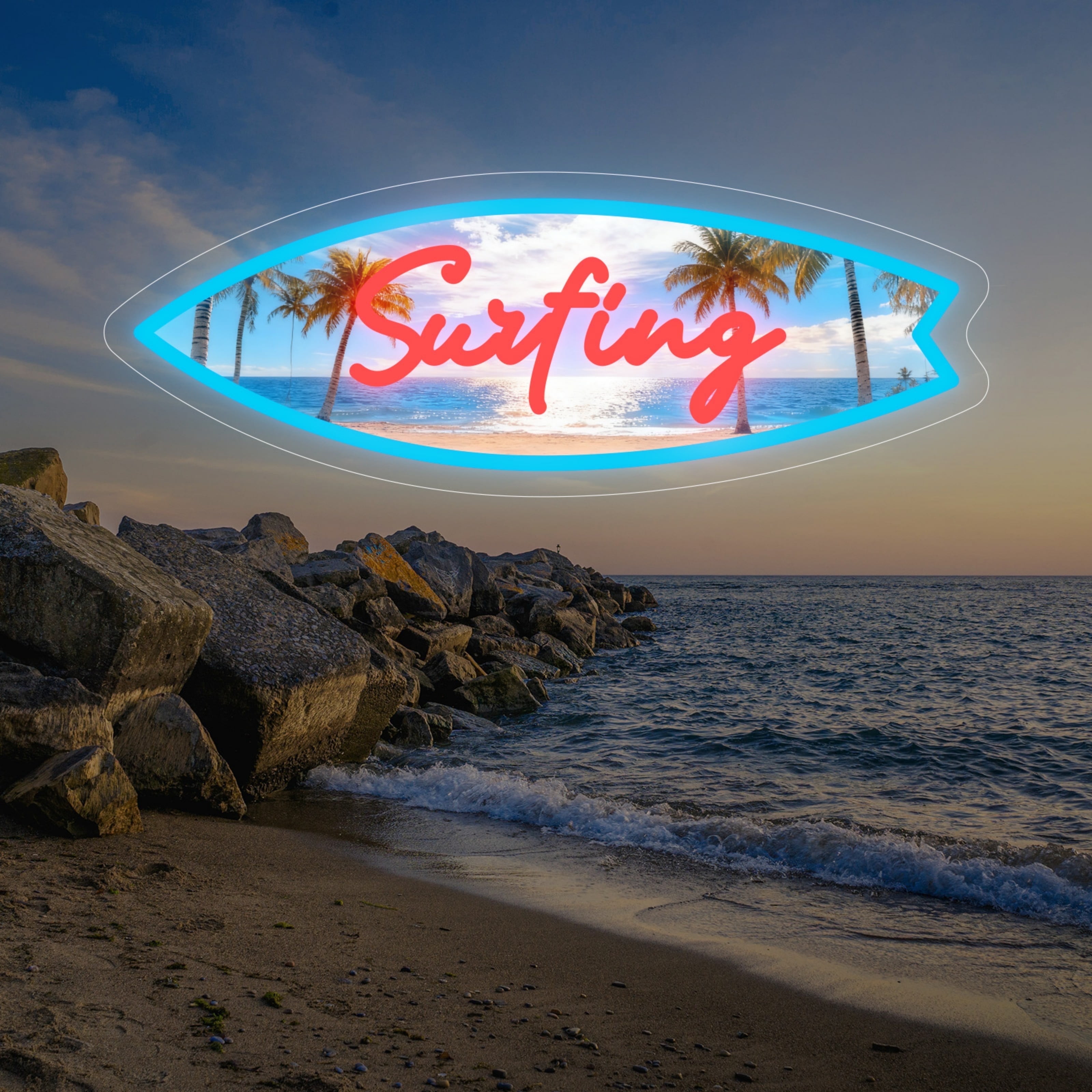 UPONRAY Surfboard Custom Neon Signs, Usb Powered with Adjustable ...