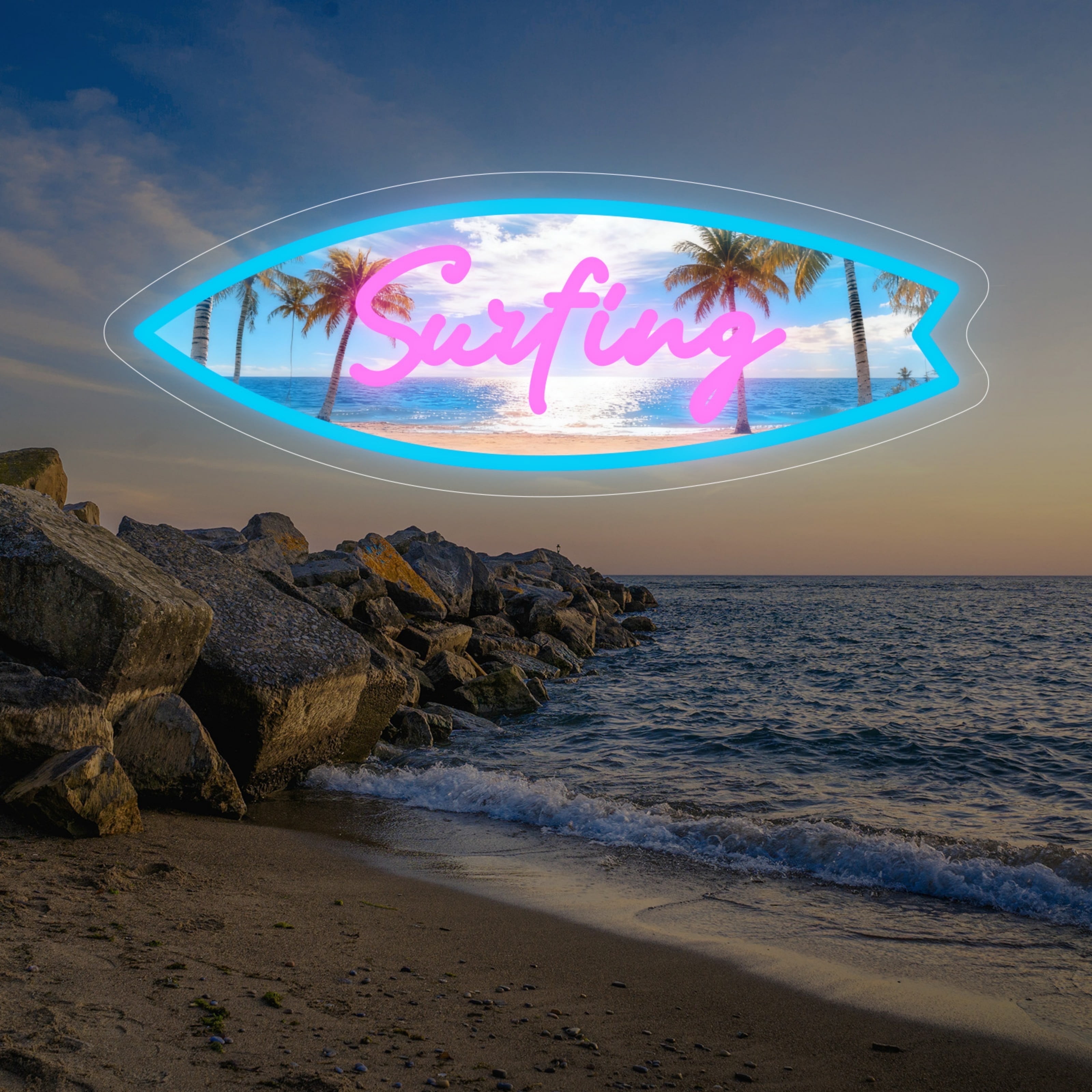 UPONRAY Surfboard Custom Neon Signs, Usb Powered with Adjustable ...