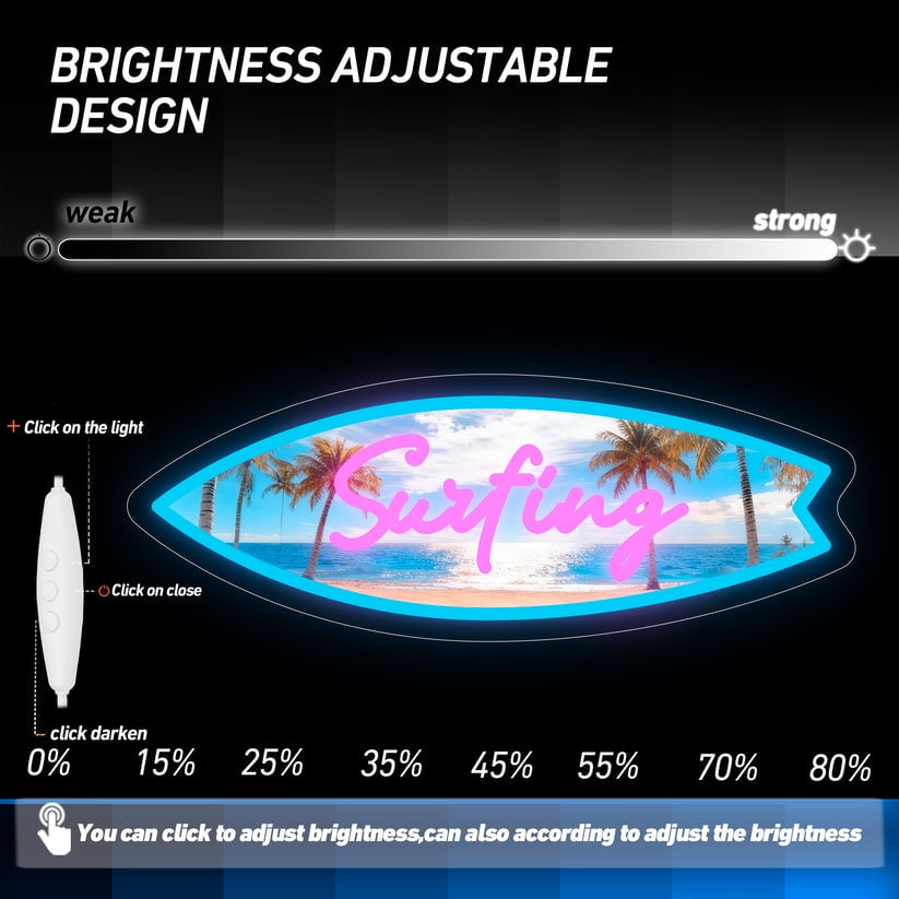 UPONRAY Surfboard Custom Neon Signs, Customizable USB-Powered ...