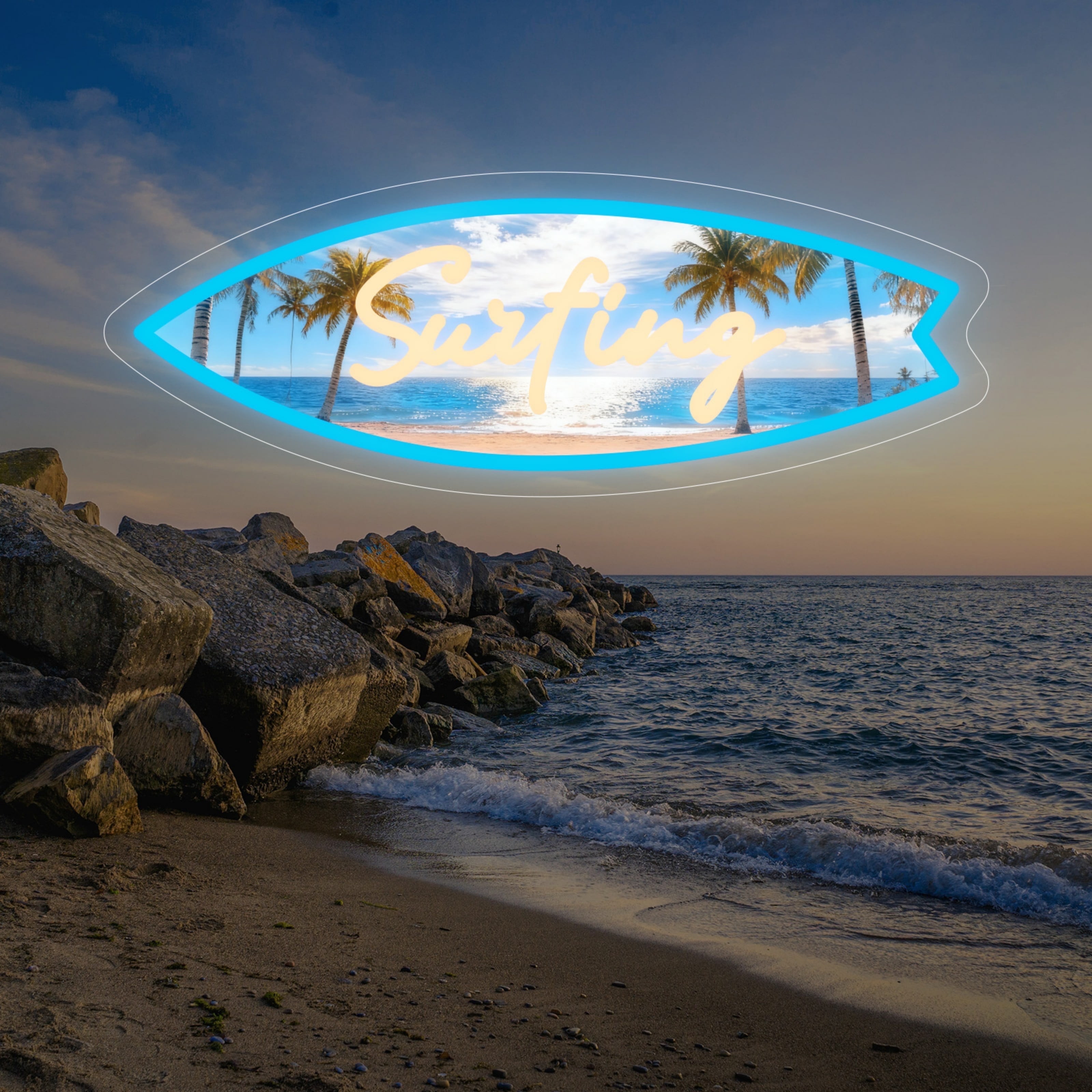 UPONRAY Surfboard Custom Neon Signs, Usb Powered with Adjustable ...