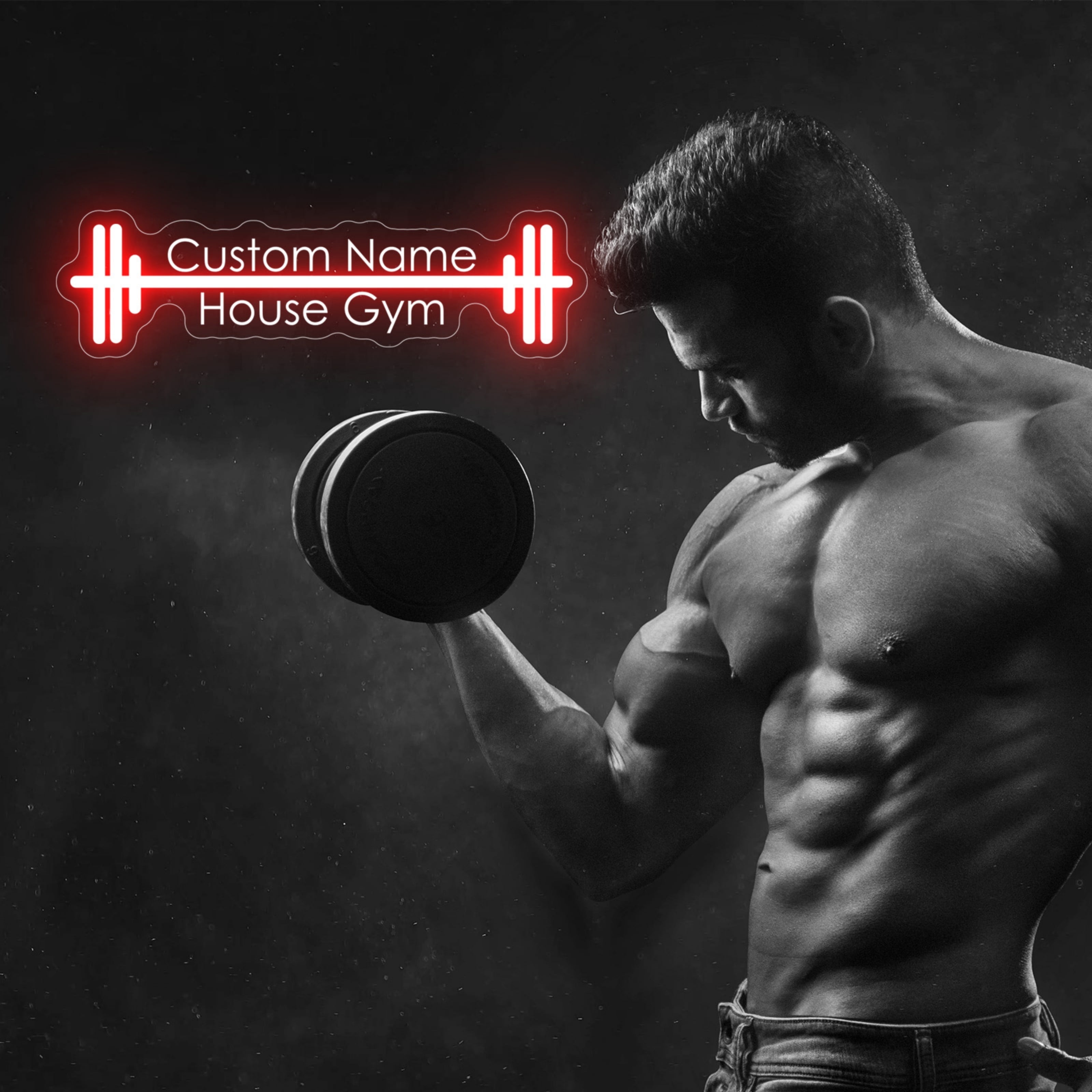 UPONRAY Two Lines Barbell Custom Neon Signs, Usb Powered with ...