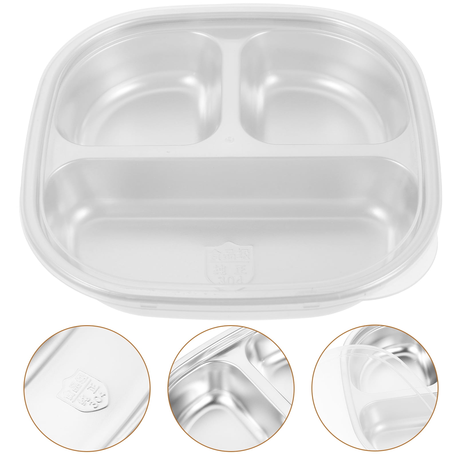 UPOUART Plates With Dividers Lunch Dinner Container Stainless Steel 1 ...