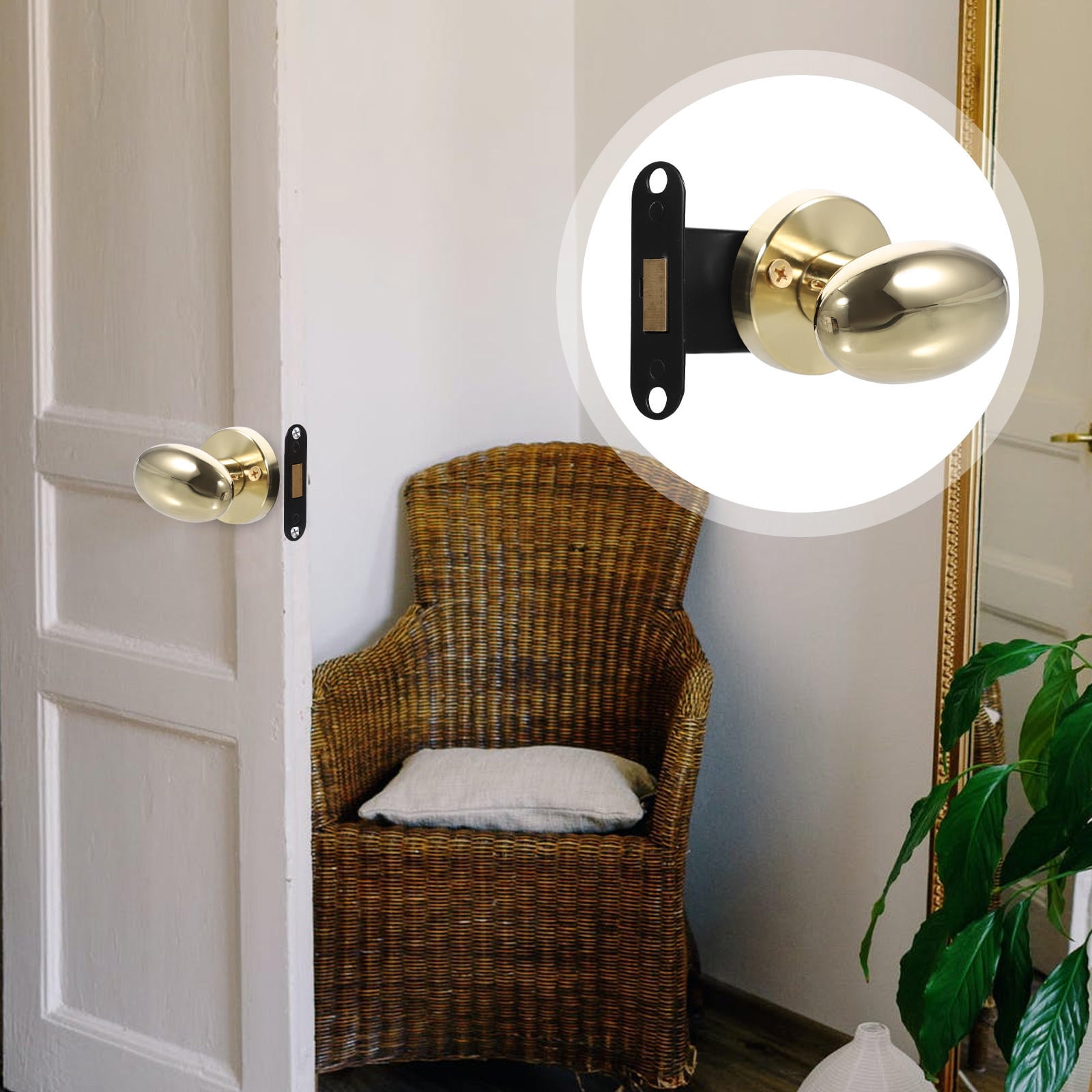 UPOUART Hidden Door Handle Single Sided Deadbolt Golden 1 Set 2.6x2.5in ...