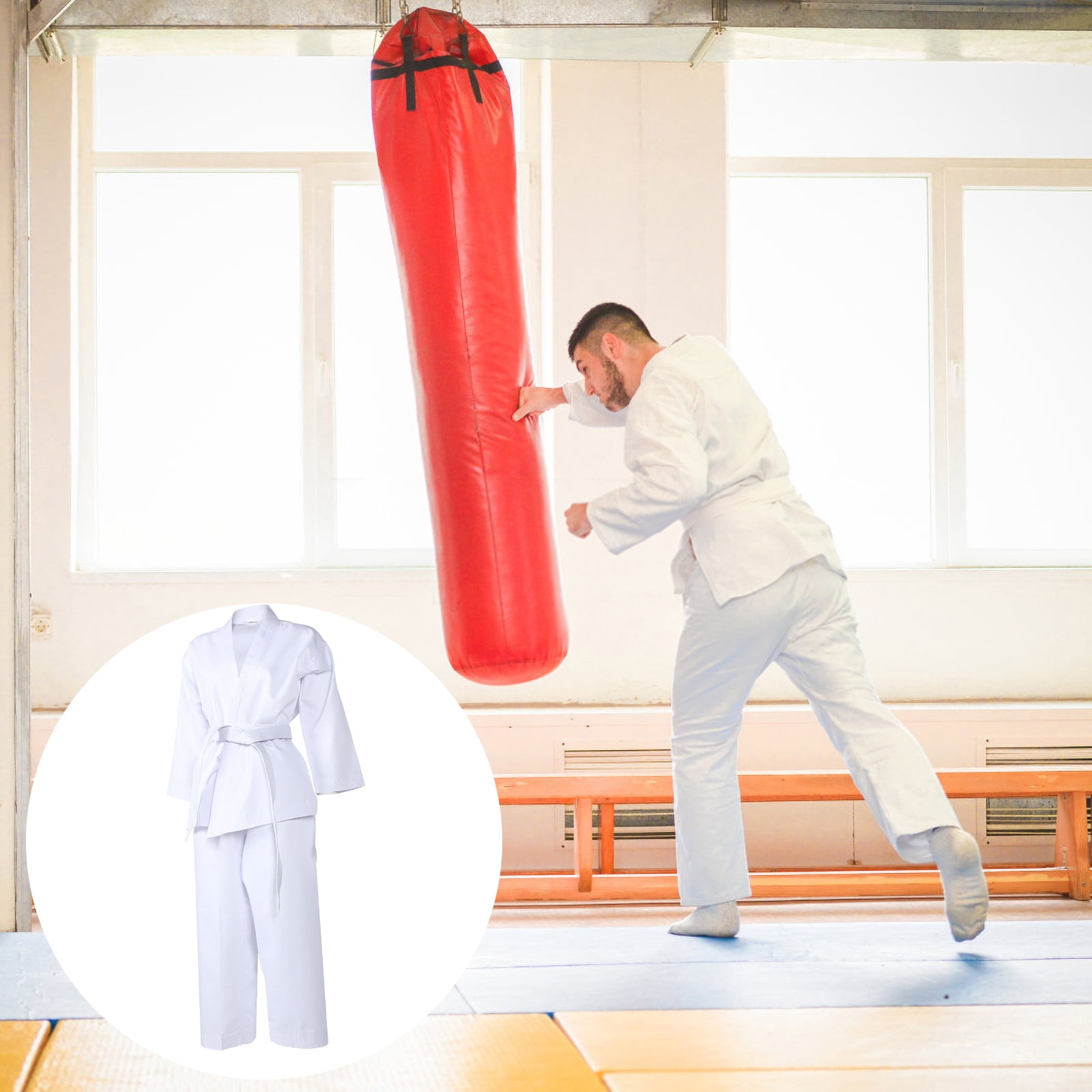 UPOUART 1 Set Karate Uniform White Polyester Cotton Blend Traditional ...